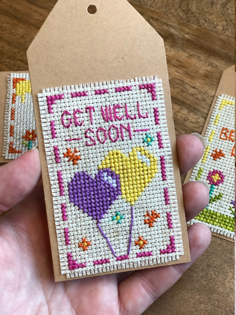 PATTERN: Get Well Soon 5-tag Set | Cross Stitch Pattern (digital Format ...