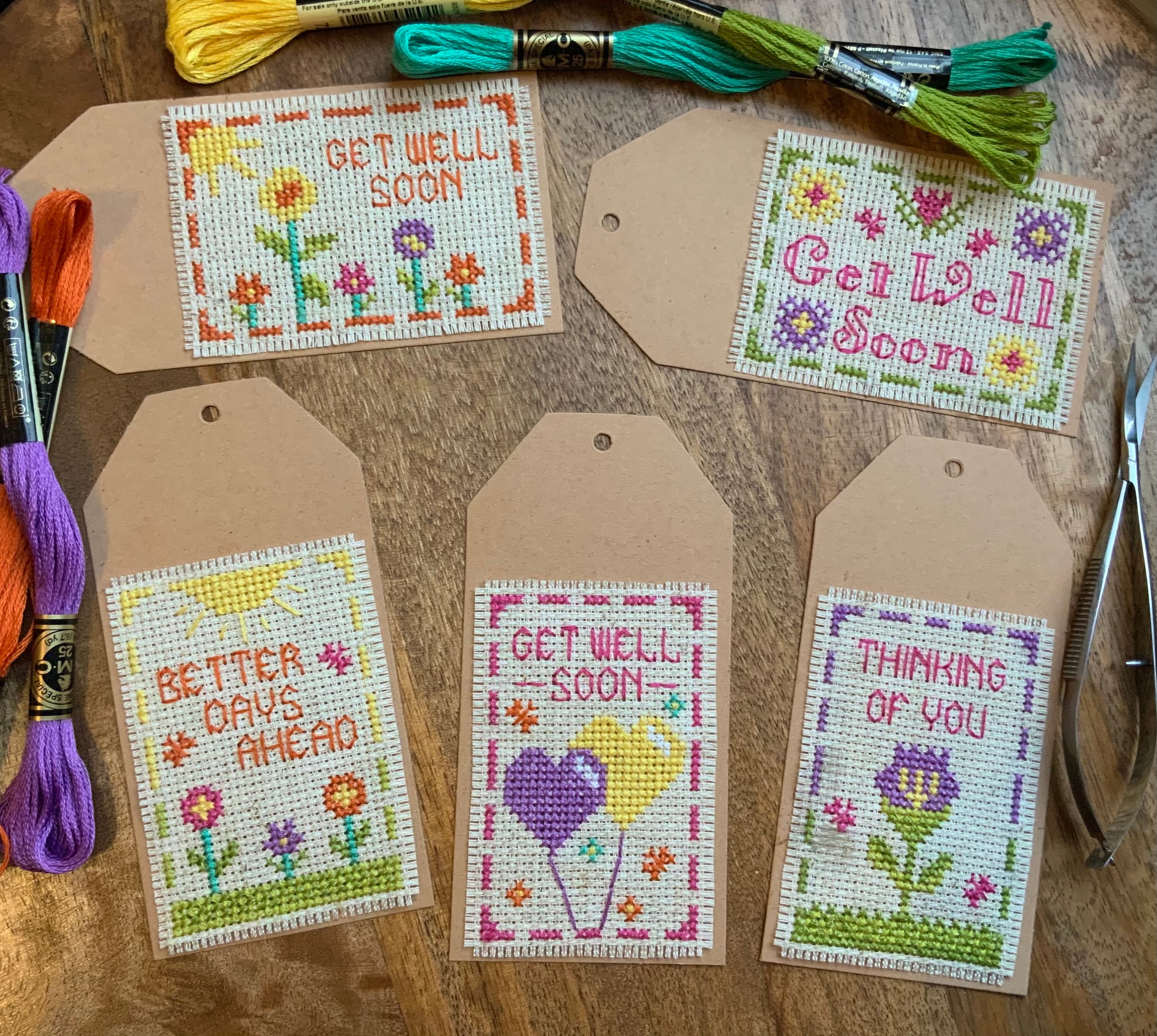 PATTERN: Get Well Soon 5-tag Set | Cross Stitch Pattern (digital Format ...