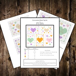 PATTERN: Conversation Hearts 5-tag Set | Cross Stitch Pattern (digital ...