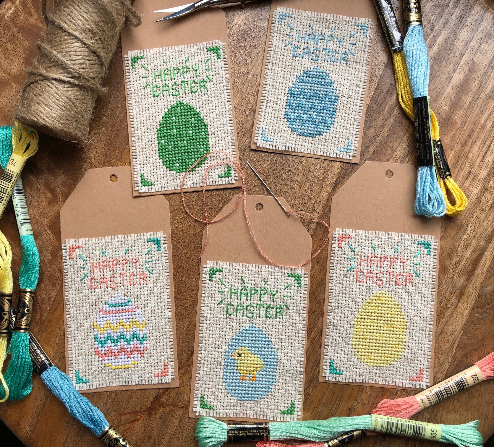 PATTERN: Easter Eggs 5-tag Set Cross Stitch Pattern digital Format PDF ...