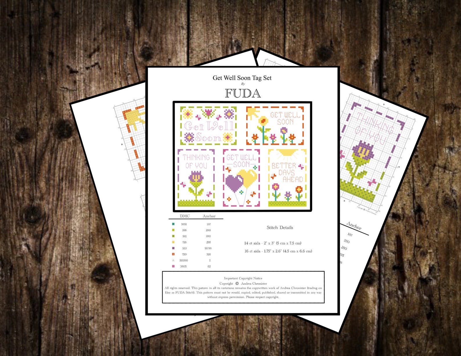 PATTERN: Get Well Soon 5-tag Set | Cross Stitch Pattern (digital Format ...