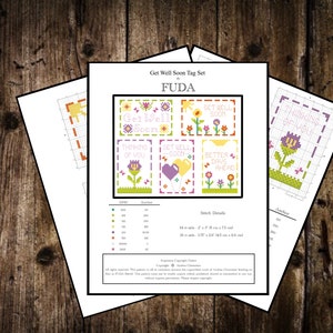 PATTERN: Get Well Soon 5-tag Set | Cross Stitch Pattern (digital Format ...