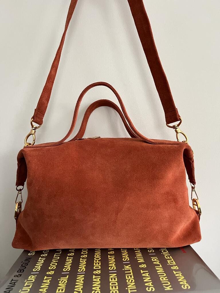 Suede Crossbody Bag, Leather Suede Shoulder Bag, Suede Tote Purse ...