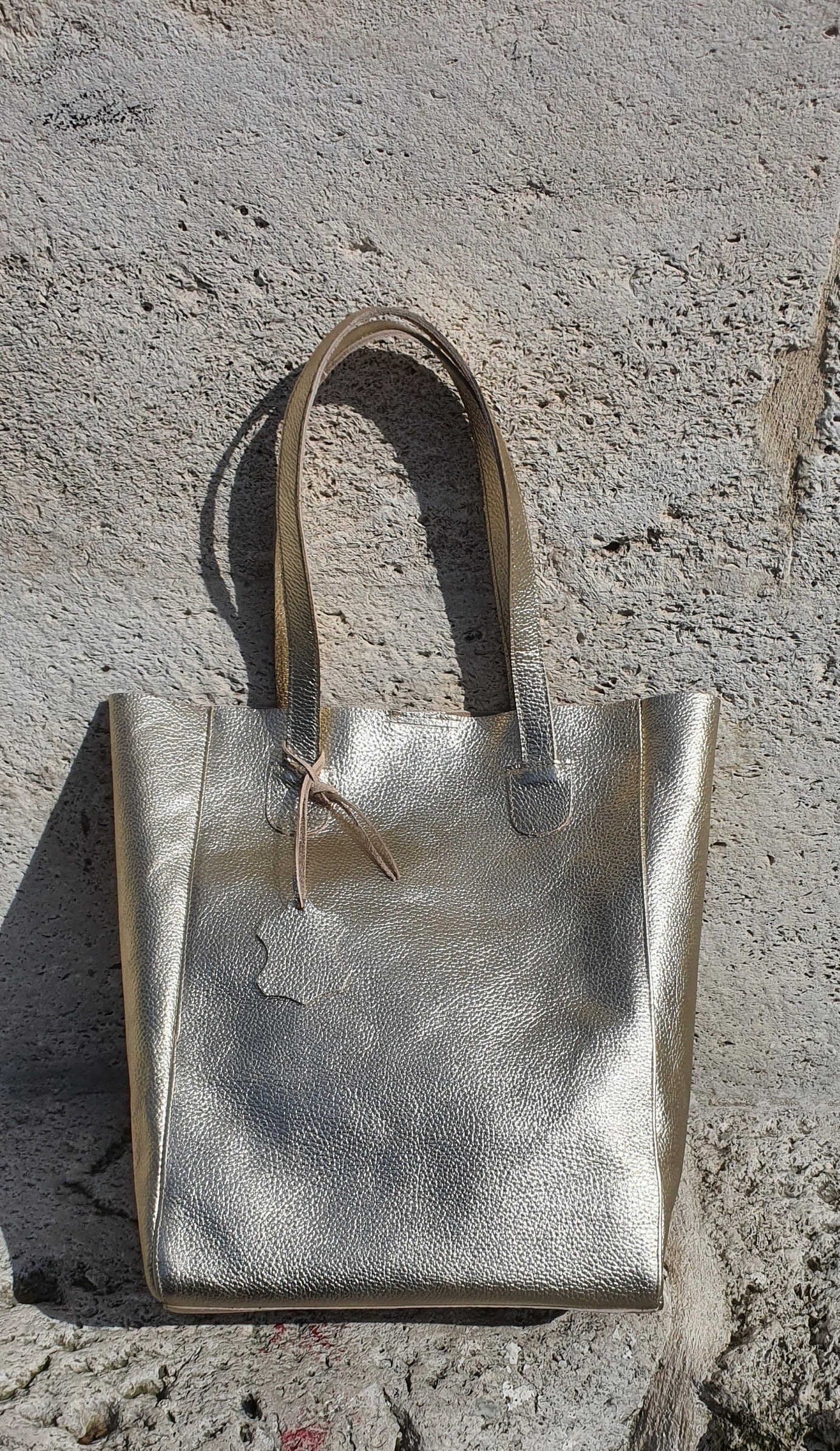 Gold Colour Tote Bag, Elegance Gold Tote Bag, Metallic Effect Golden ...