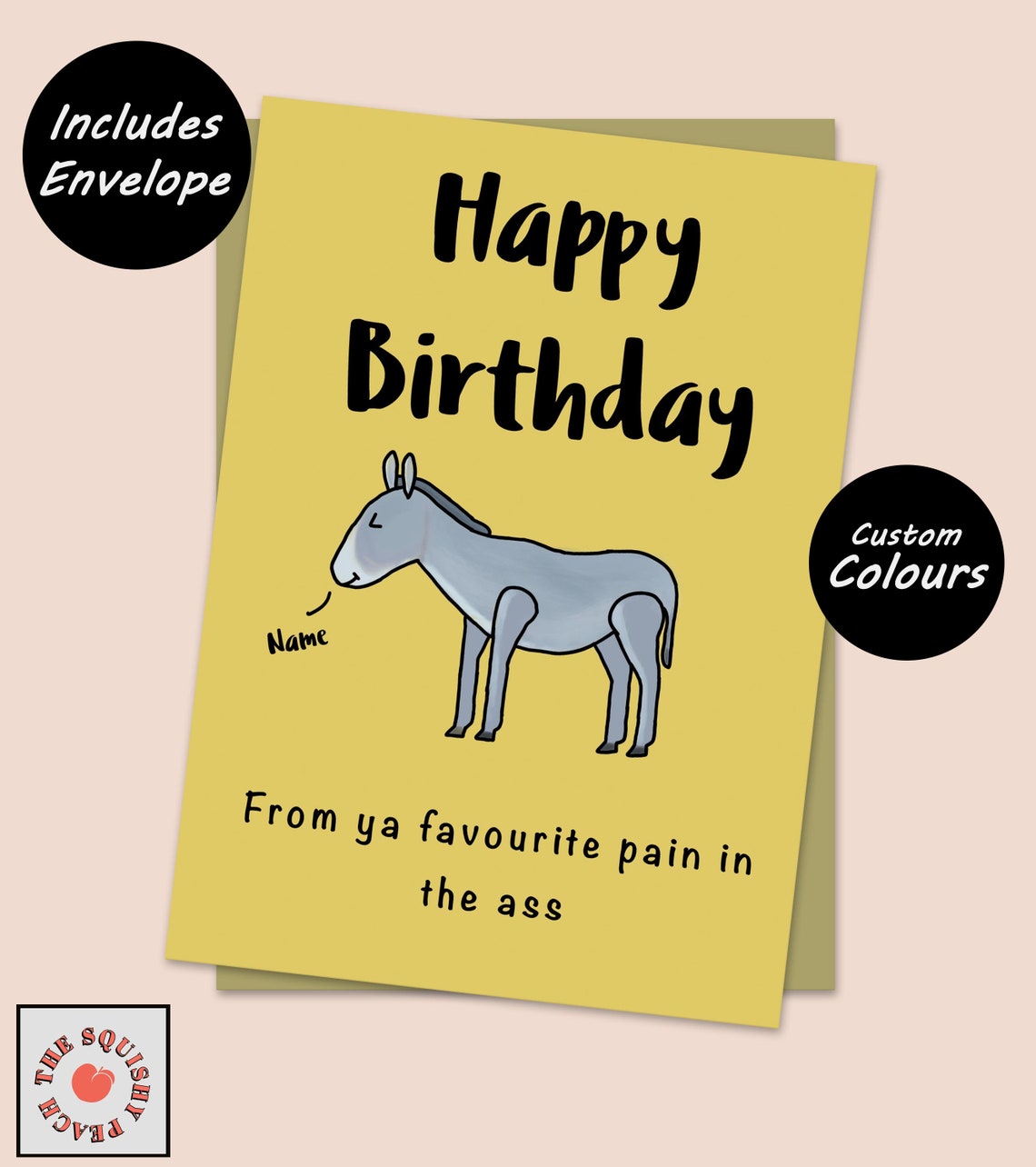 Personalised Funny Birthday Card Donkey greetings card Pain | Etsy