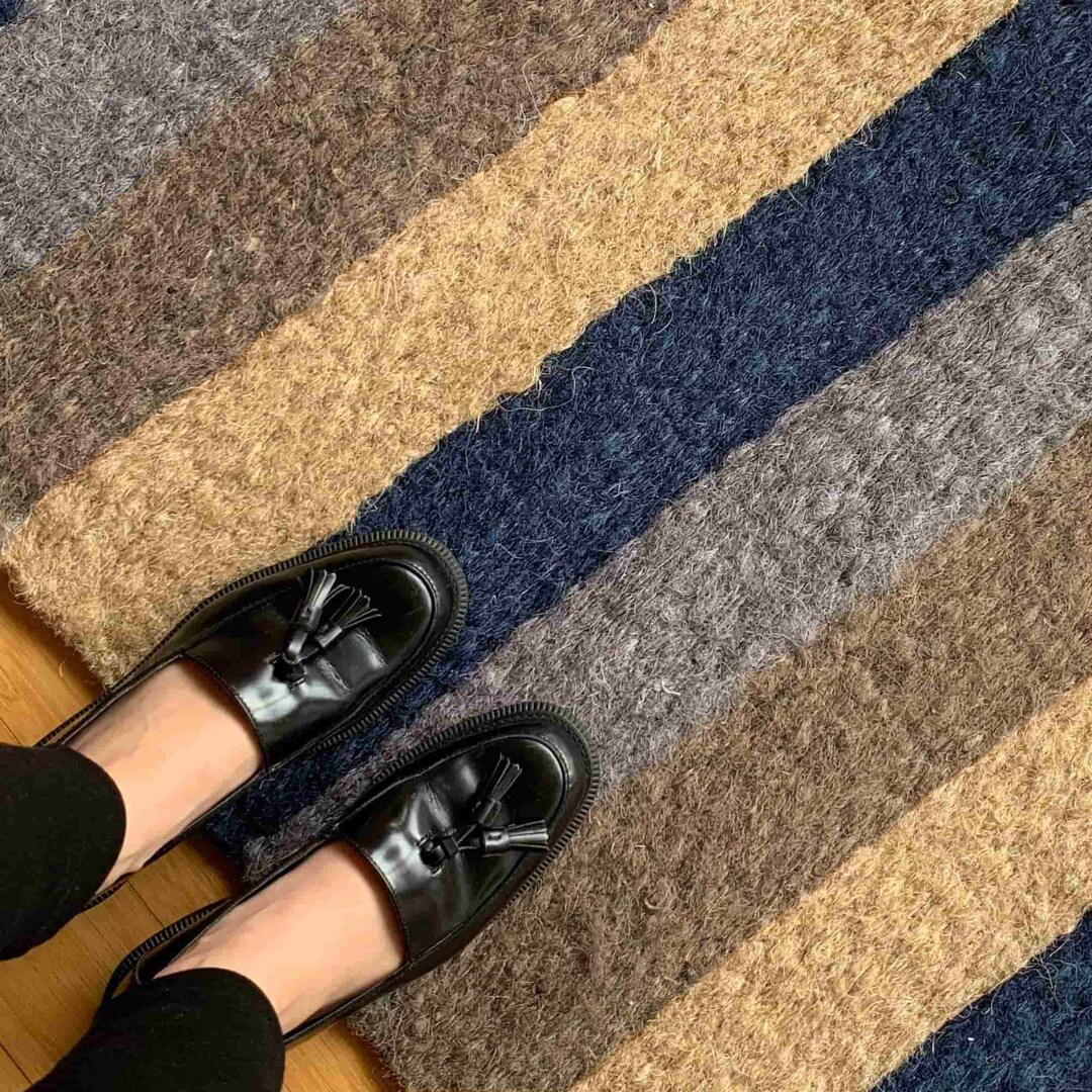 Entryway Sisal Rug: Blue and Beige Boho Doormat, Welcome Mat, Floormat ...