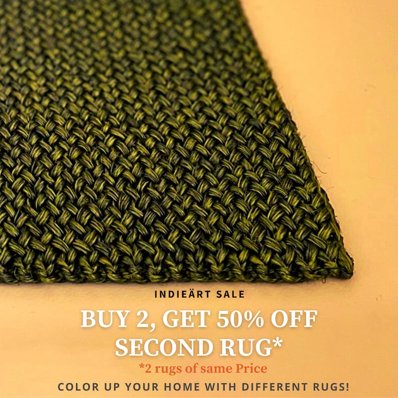 Green Welcome Mat: Natural Entryway Rug, Hand Woven Sisal Doormat ...