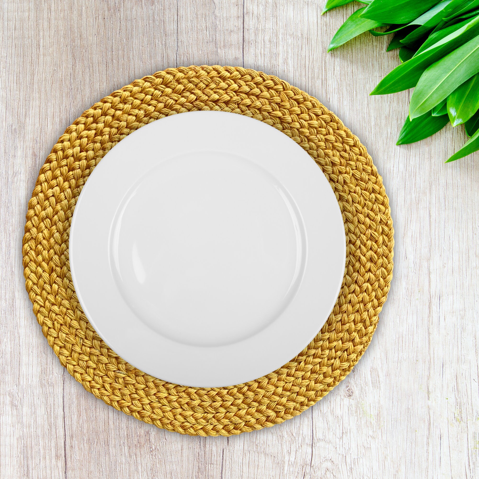 Hand Braided Sisal Round Placemats: Mustard Yellow, 14 Inch Heat ...