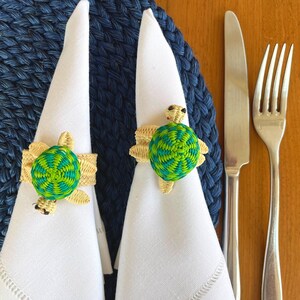 Turtle Napkin Ring Sets, Natural Fiber Woven Napkin Holder Sets, Turtle ...