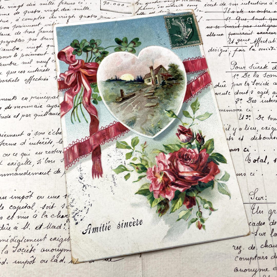 1900s - Beautiful French Postcard of the Words "amitié Sincère ...