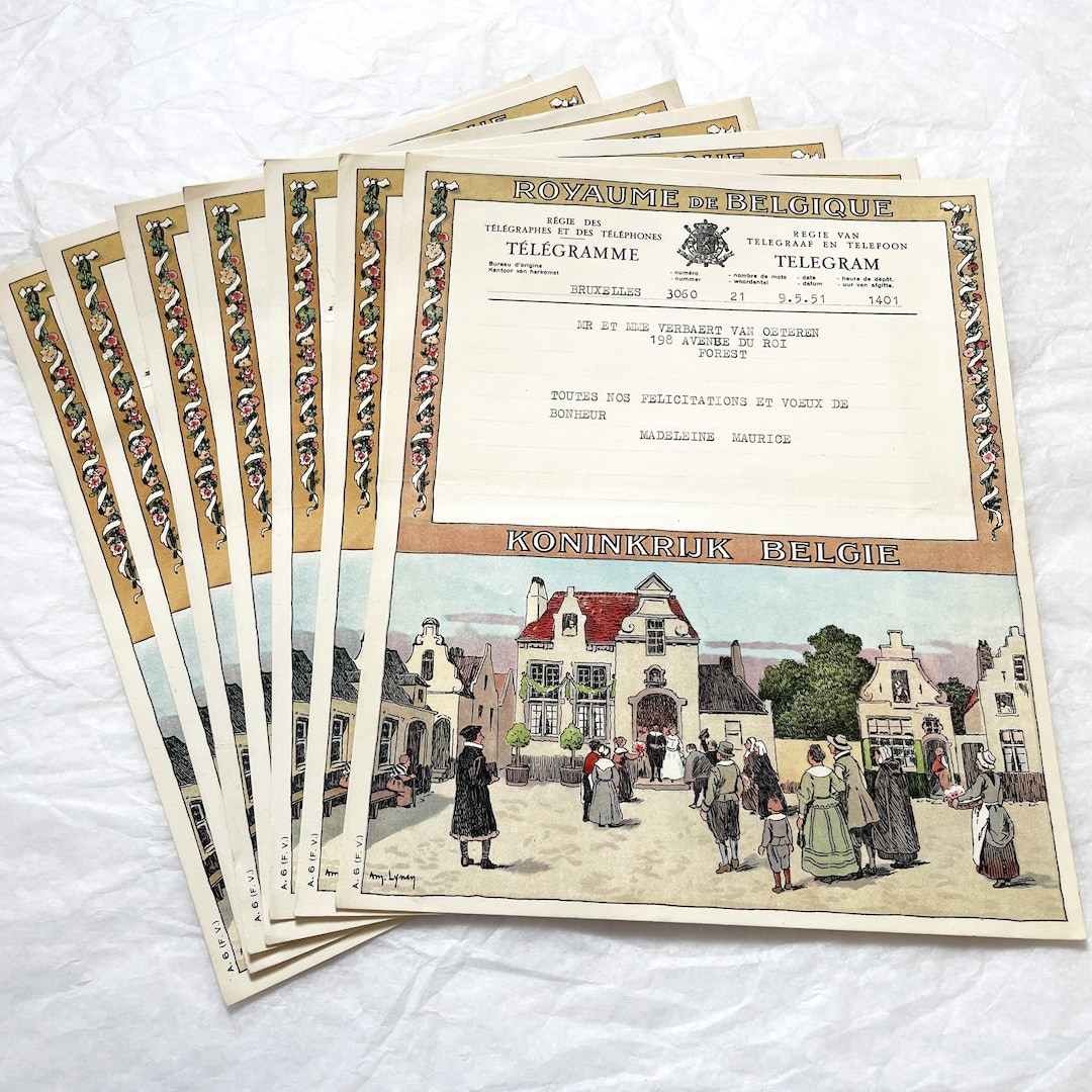 1950s - Large and Richly Decorated Telegram - Magnificent Vintage ...