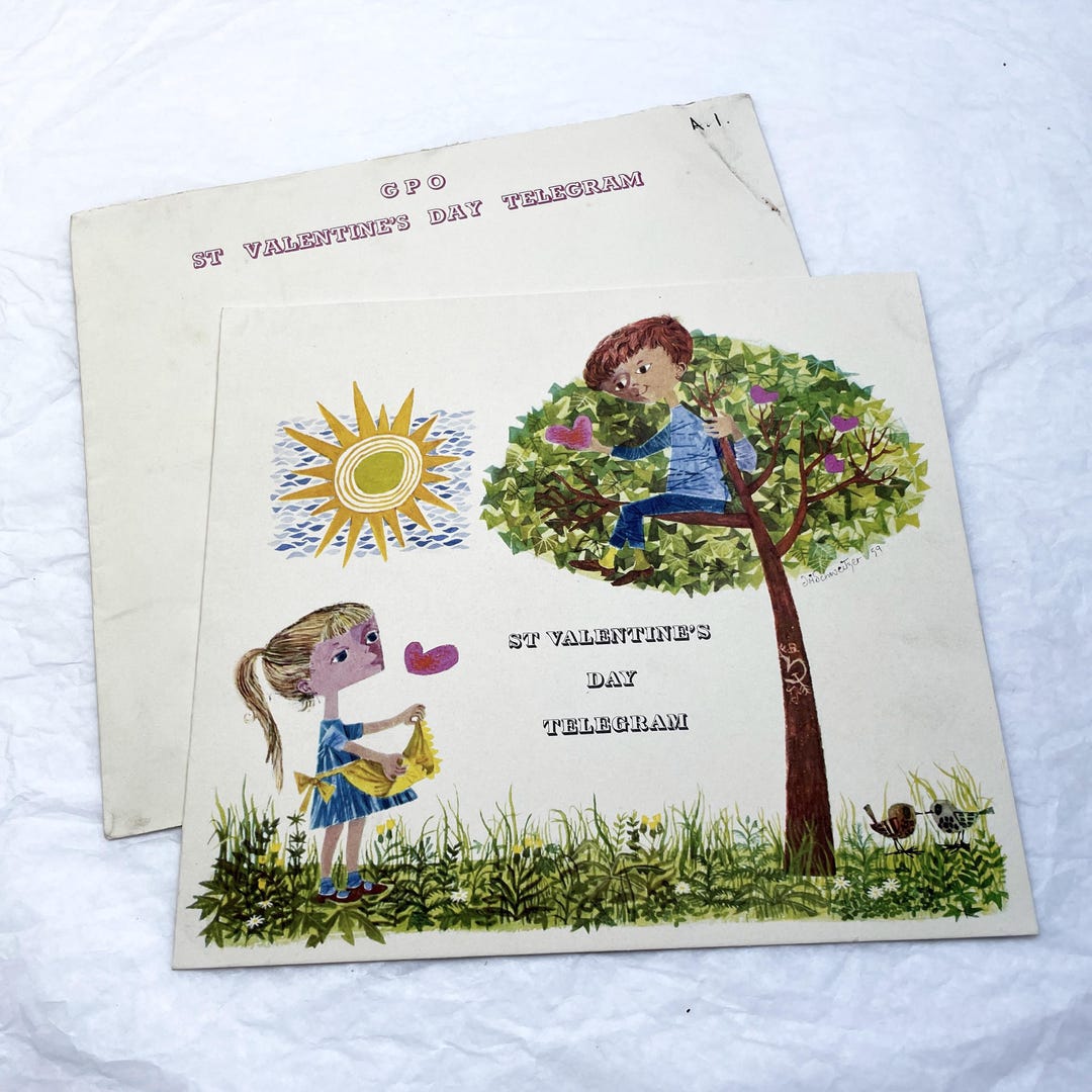 1960s Large Saint Valentine's Day Greetings Telegram Magnificent ...