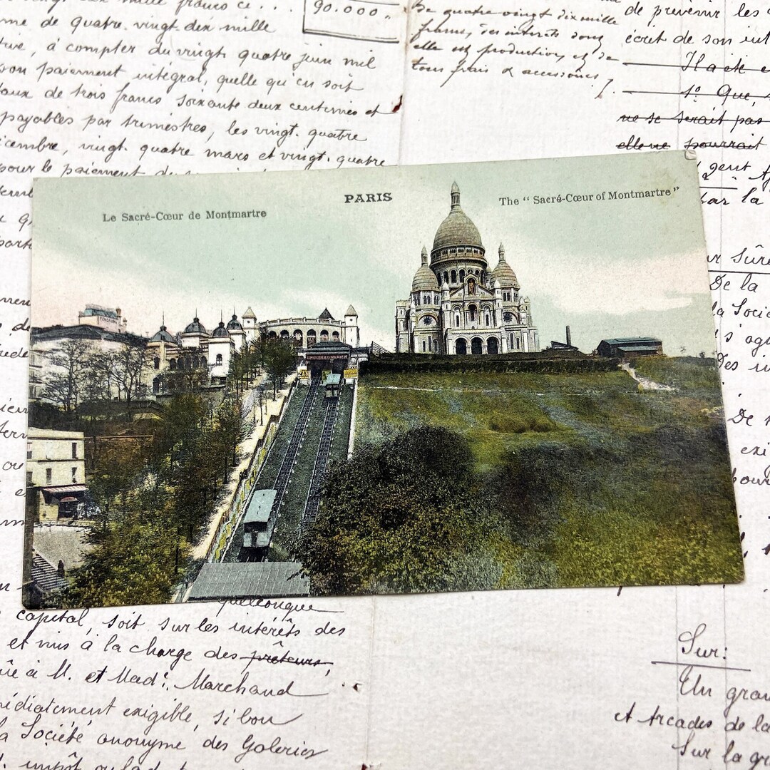 1920s Postcard of Paris Basilica of the Sacre Cœur Montmartre Funicular ...