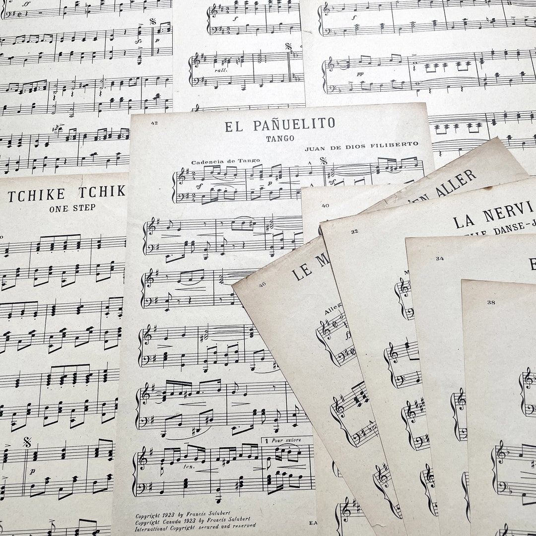 1920s 10 Sheets of Vintage Musical Score 29 X 22 Cm Music Sheets - Etsy