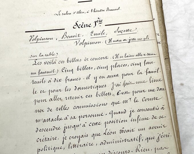 Late 19th - 150 Pages Original French Play Manuscript - L'amie De ...