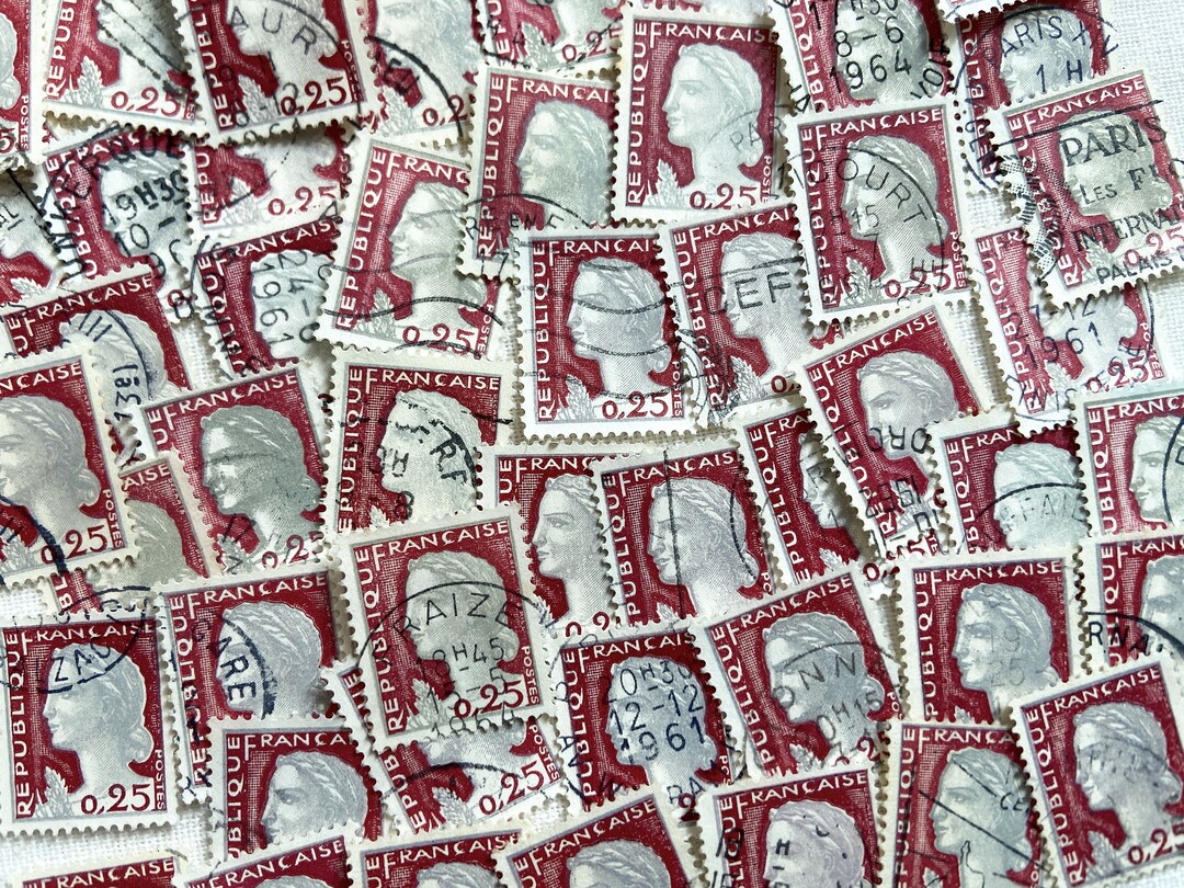 1960s - Set of 50 Vintage French Stamps Representing the Marianne De ...