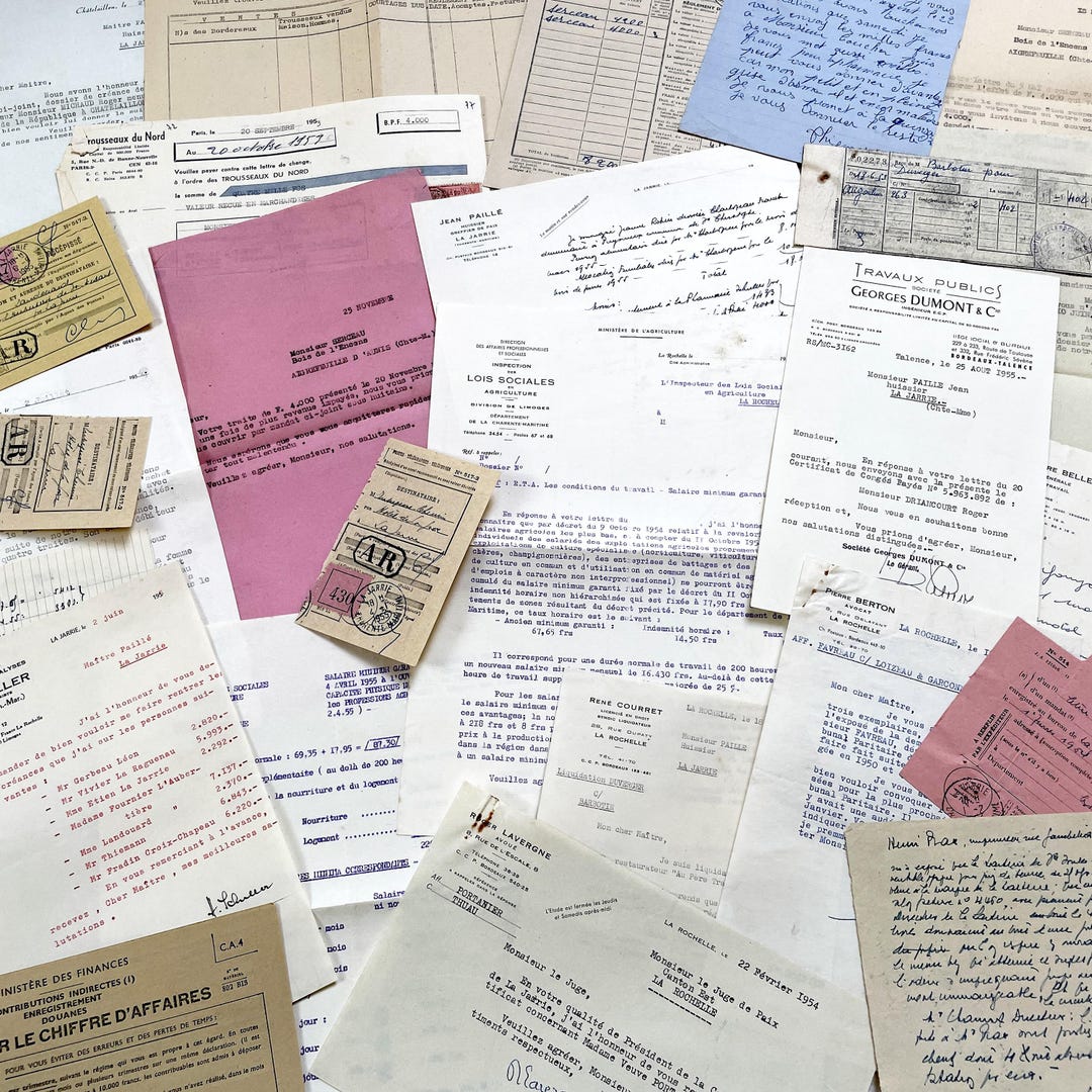 1950s - Vintage Ephemera Lot – French Letters, Invoices and Legal ...