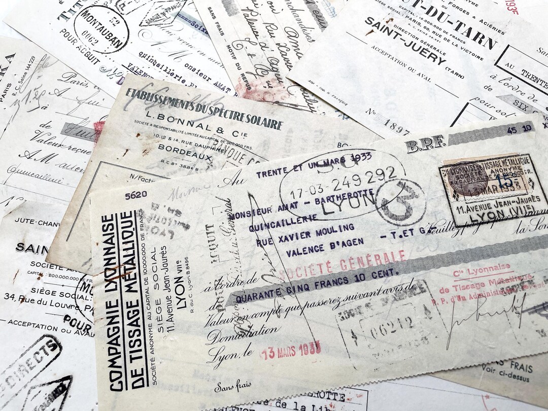 1930s - 8 French Bills of Exchange - Beautiful Paper and Stamps - Etsy