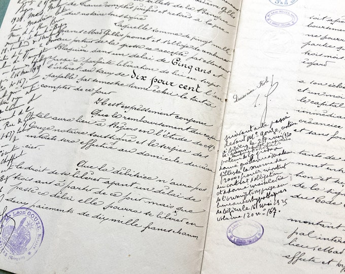 1920s 12 Pages French Notarial Documents From 1925 Paper Rather Thick ...