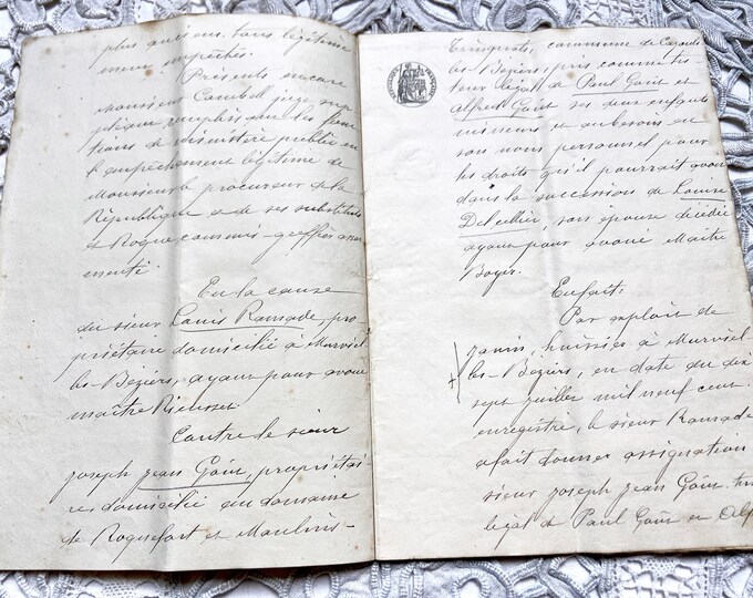 1900s - 22 Pages French Notarial Documents - Beautiful Hand Cursive ...