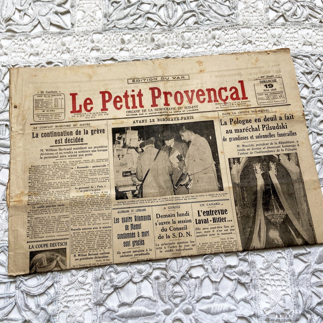 1930s French Newspaper le Provençal of May 19 - Etsy