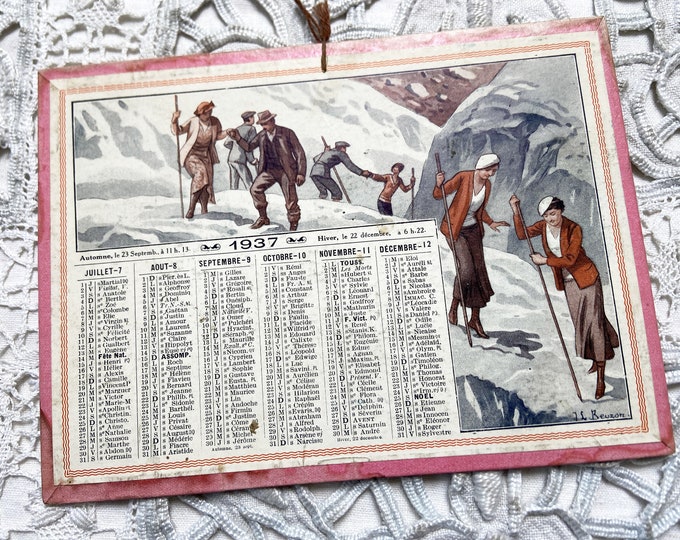 1930s Lovely French Postal Calendar of the Year 1937 - Etsy