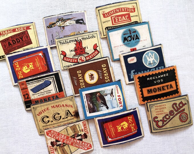 1930s - 1950s - 15 Vintage Matchbox Labels - Advertising Labels - Etsy