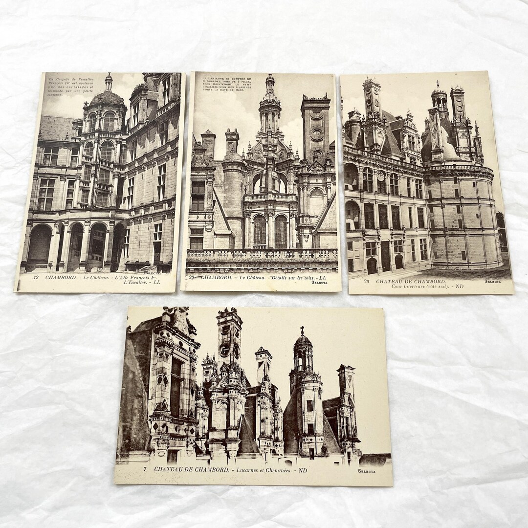 1900s - 4 Chambord Castle Postcards - French Castle Architectural ...