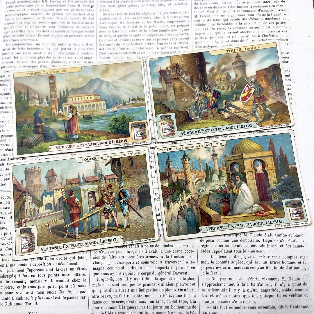 1890s - 4 Vintage French Chromos About the Architecture Over Time - End ...