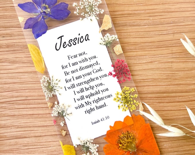 Isaiah 41:10 Custom Name Press Flower Bible Passage Bookmark for ...