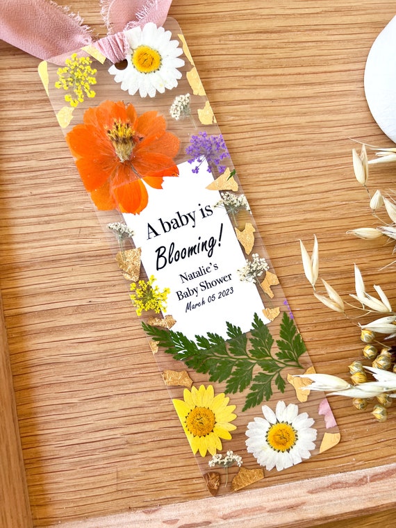 Custom Baby Shower Favor: Boho Rustic Press Flower Bookmark A - Etsy