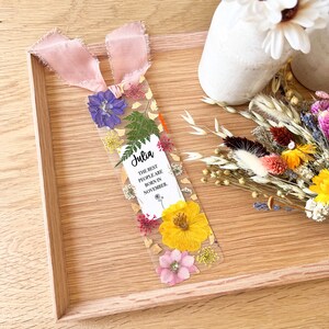 Custom Birth Month Flower Gift, Personalized Name Press Flower Bookmark ...