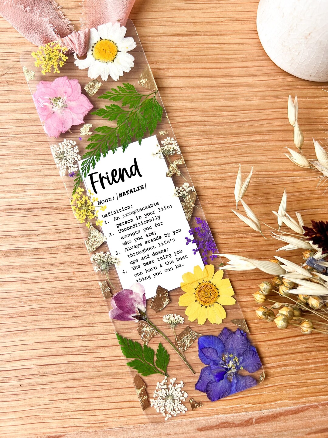 Custom Friendship Definition Floral Bookmark, Unique Birthday Gift for ...