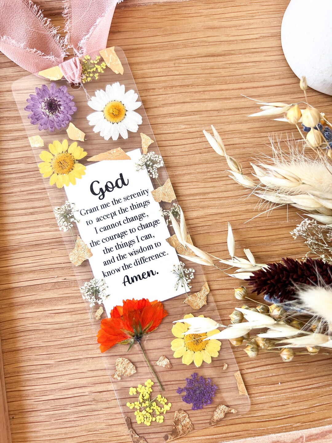 Serenity Prayer Gift: Handmade Custom Name Press Flower Christian ...