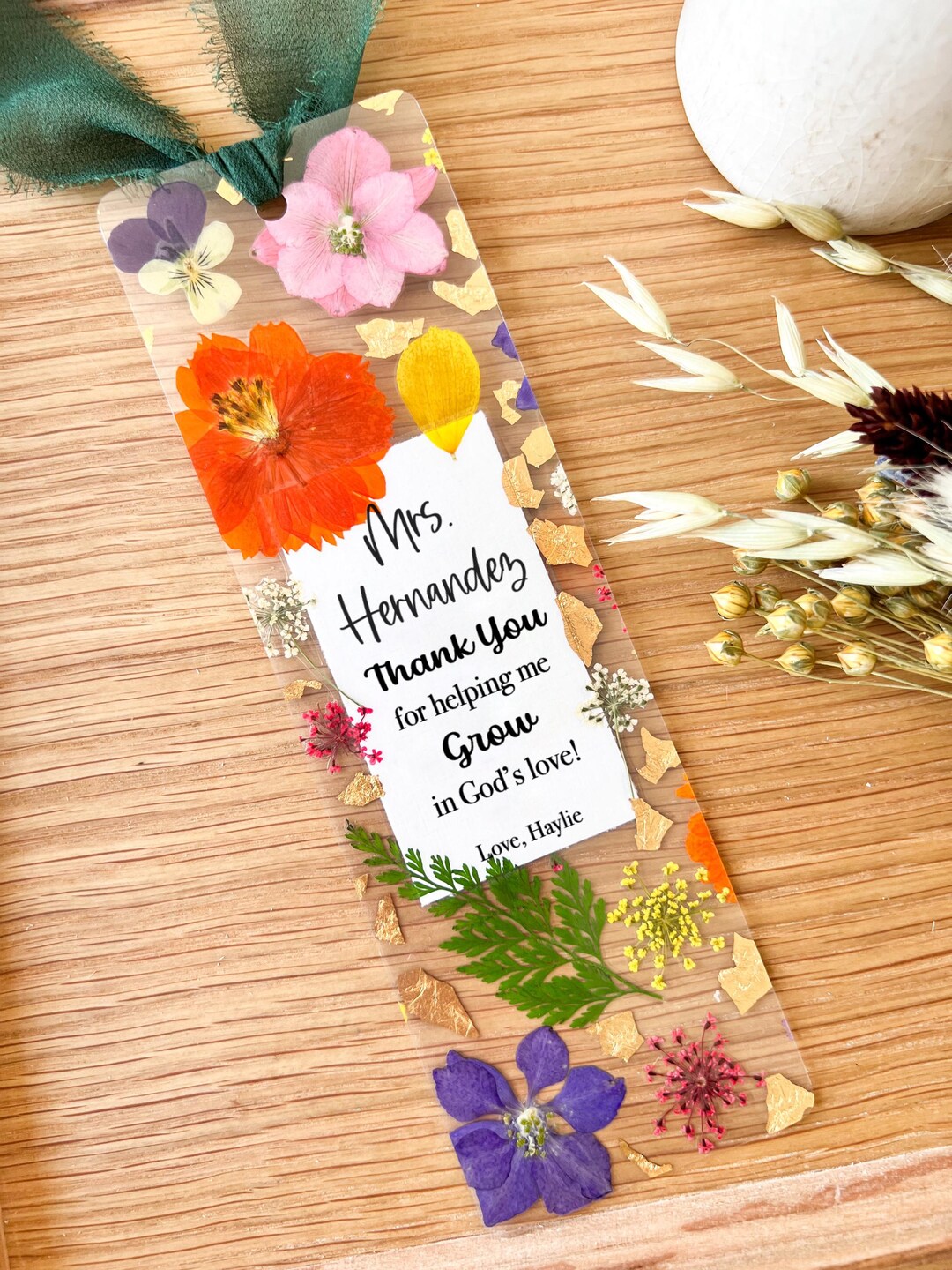 Thank You for Helping Me Grow in Gods Love, Custom Name Teacher Press ...
