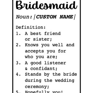 Unique Bridesmaid Definition Proposal Gift Ideas, Custom Name Press ...