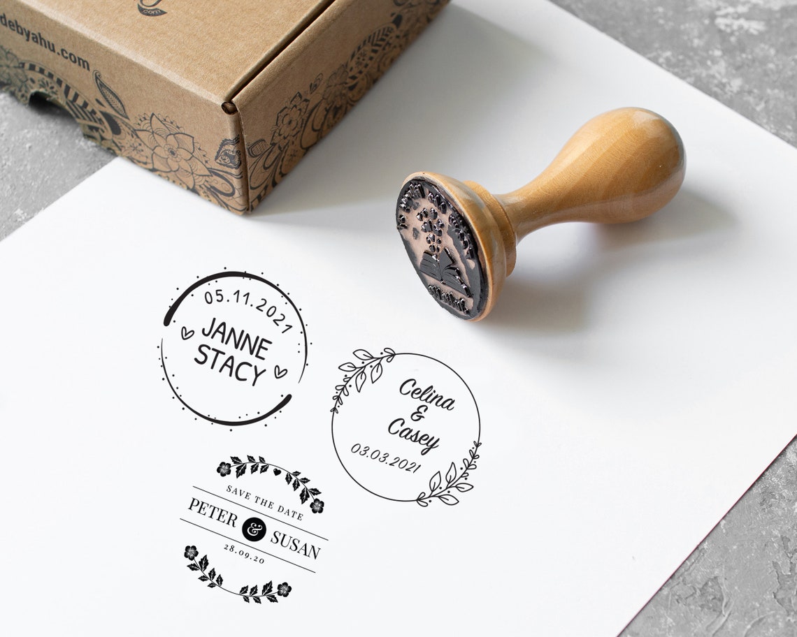 Save the Date Stamp Custom Logo Stamp Personalized Wedding - Etsy