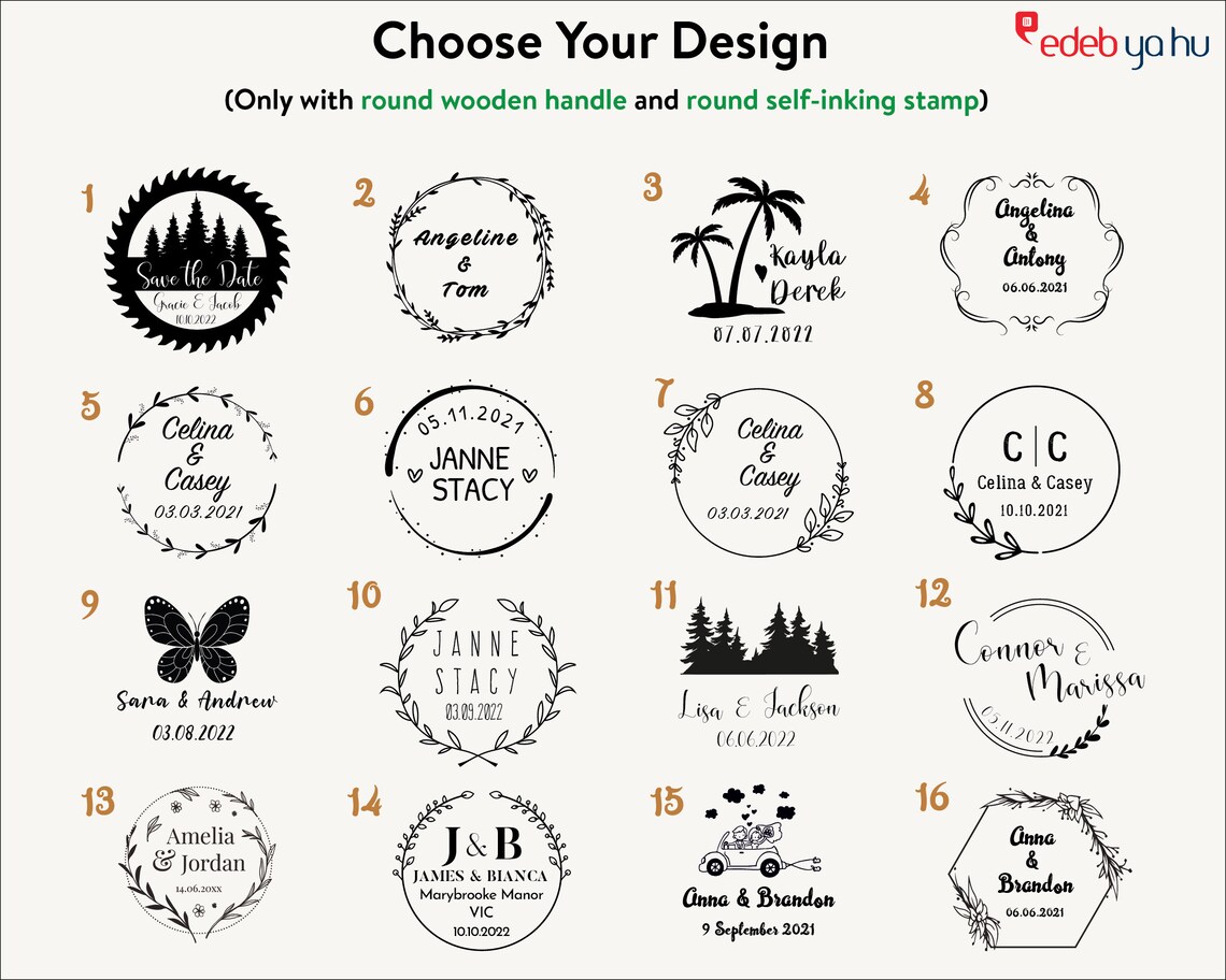 Save the Date Stamp Custom Logo Stamp Personalized Wedding - Etsy