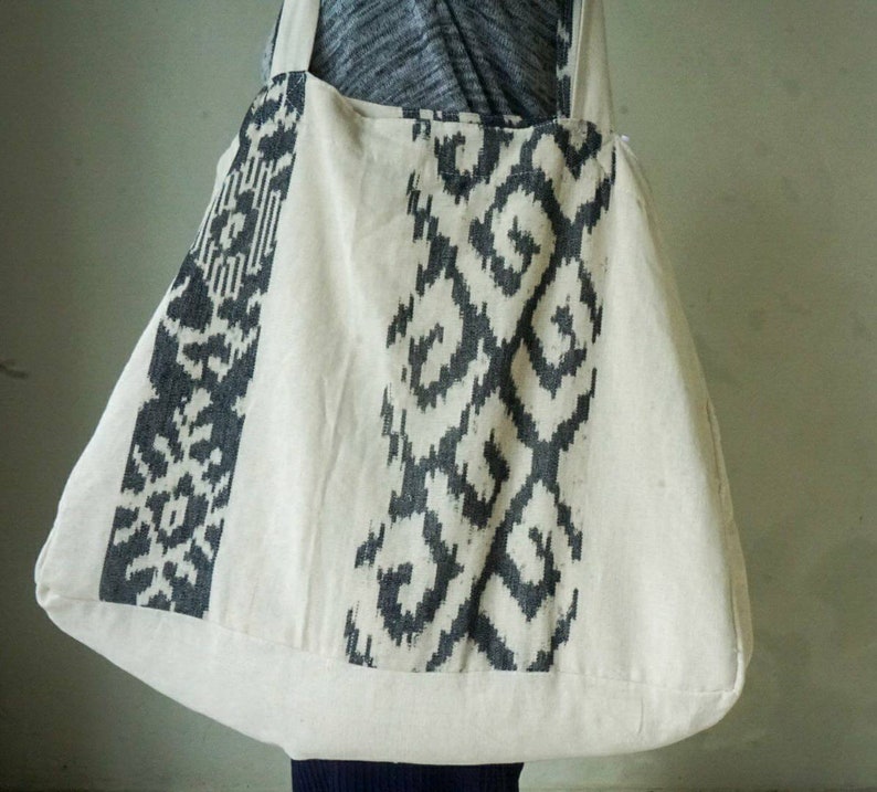 Handmade Cotton Tenun Ikat Tote Bag | Reusable Everyday Shoulder Bag - Etsy