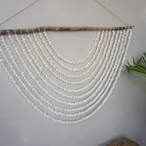 Large White Shell Wall Hanging Decor, Boho Beach House Art, Seashell ...
