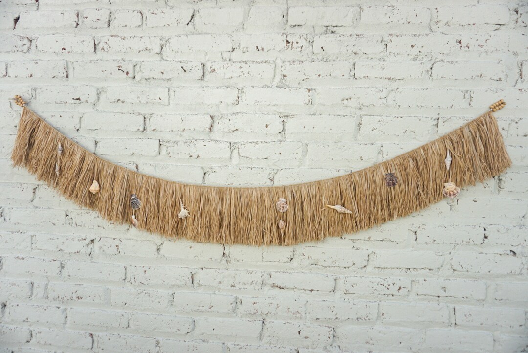 Hawaian Sea Shells Raffia Wall Hanging | Beach House Shell Wall Hanging ...