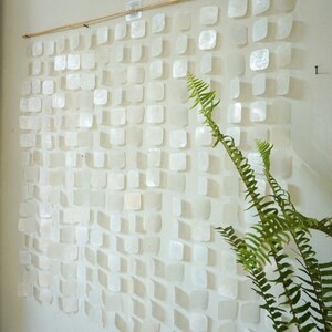Square White Capiz Shell Wall Hanging | Beach House White Shell Wall ...