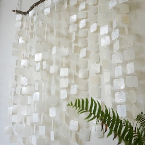 Square White Capiz Shell Wall Hanging | Beach House White Shell Wall ...