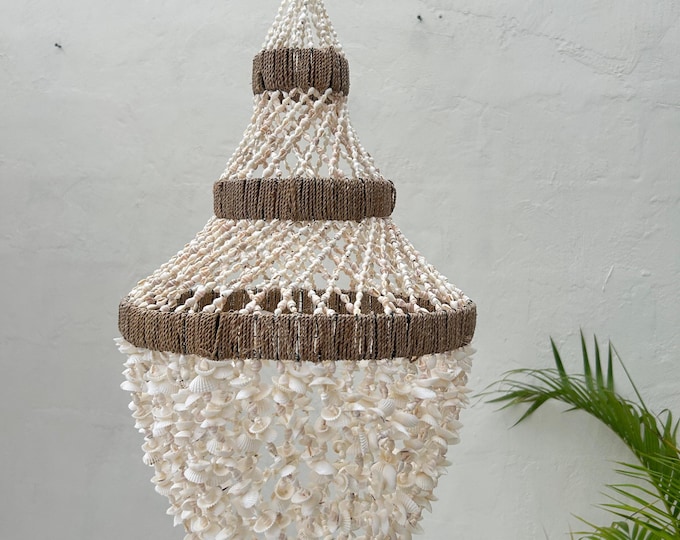 Vintage 1970s Sea Shell Chandelier Shells Boho Lamp Pendant Retro ...