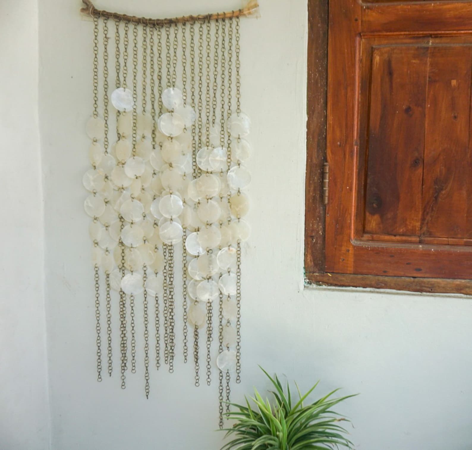 Bronze Chain Capiz Shell Wall Hanging | Urban Decor - Etsy