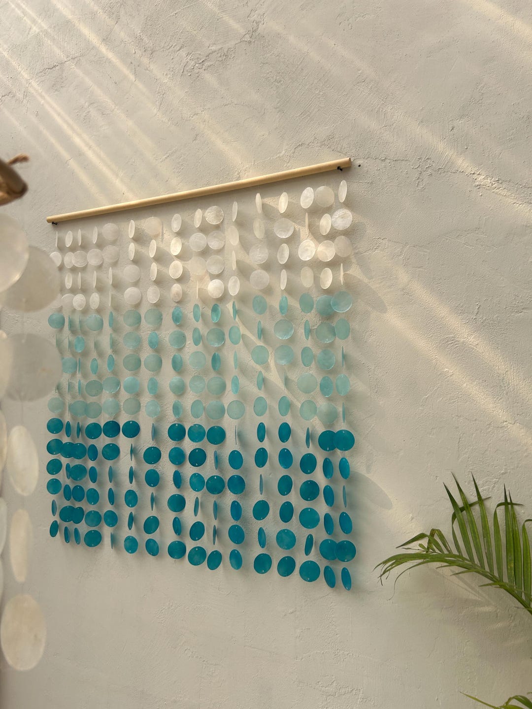 Blue Gradation Capiz Shell Wall Hanging | Beach House Blue Shell Wall ...