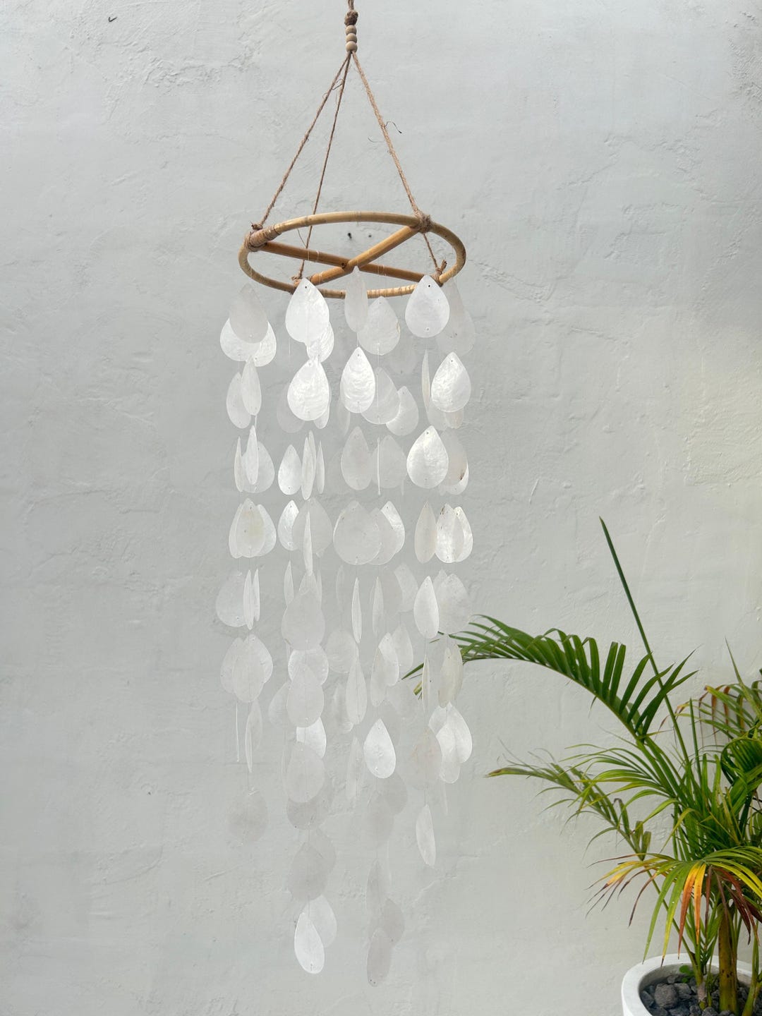 Large White Water Drop Capiz Shells Wind Chime - Etsy
