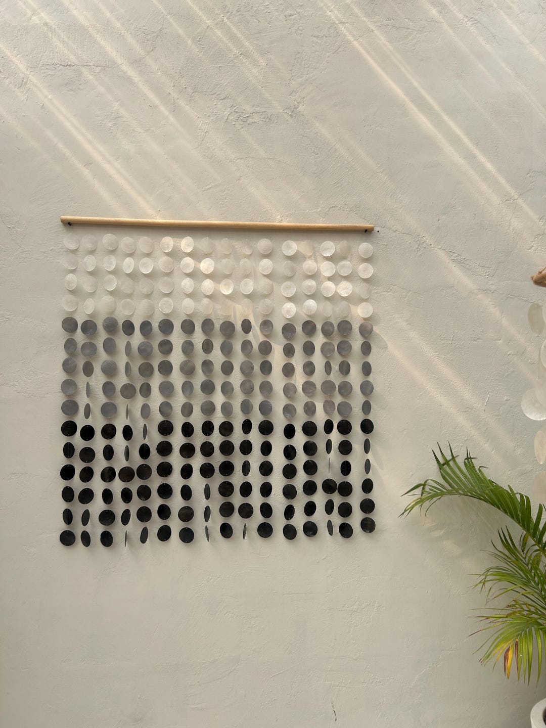 Black Gradation Capiz Shell Wall Hanging | Beach House Blue Shell Wall ...