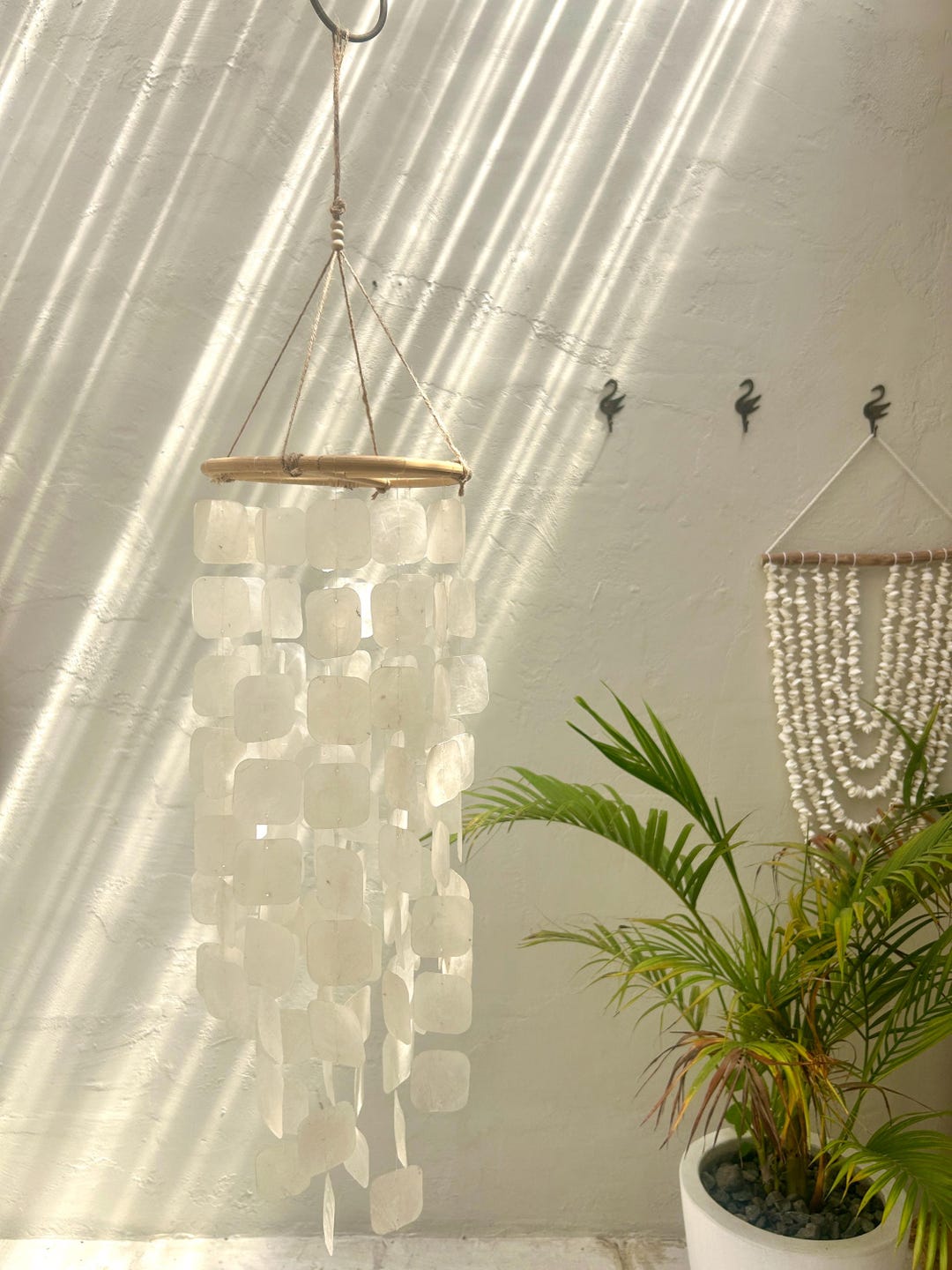 Large White Square Capiz Shells Wind Chime - Etsy