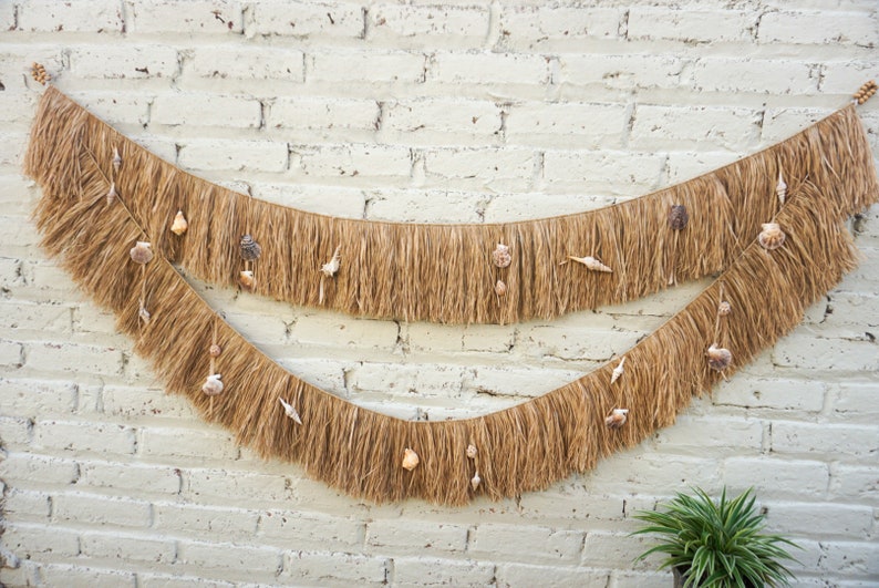 Hawaian Sea Shells Raffia Wall Hanging Beach House Shell - Etsy